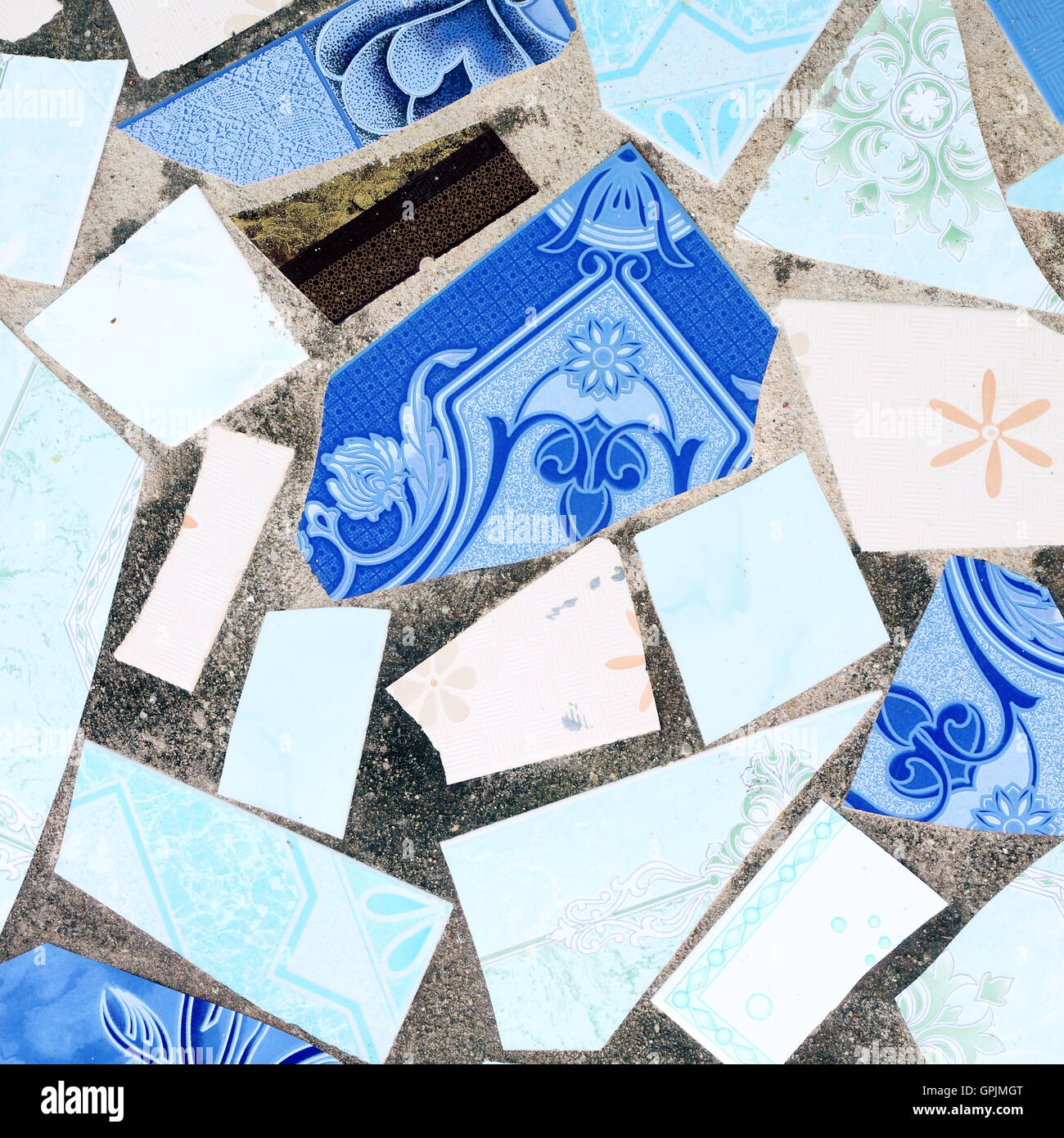 wall made from broken tile Stock Photo - Alamy