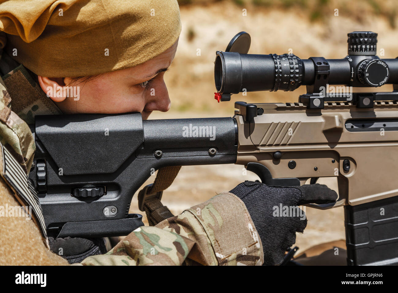 Young female sniper Stock Photo - Alamy