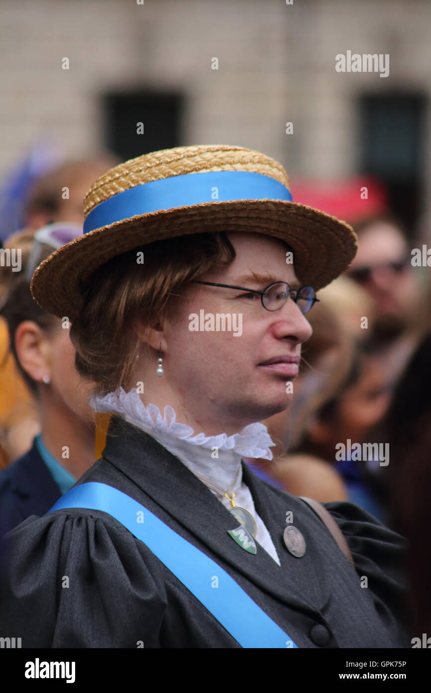 London, UK 3rd September 2016 Protester dressed as suffragette ...