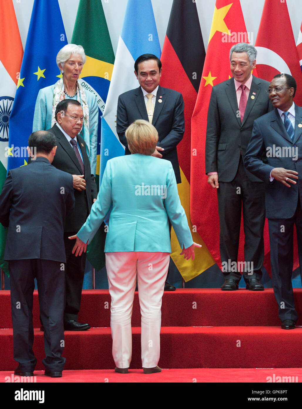 German Chancellor Angela Merkel talking to Egyptian President Abdel ...