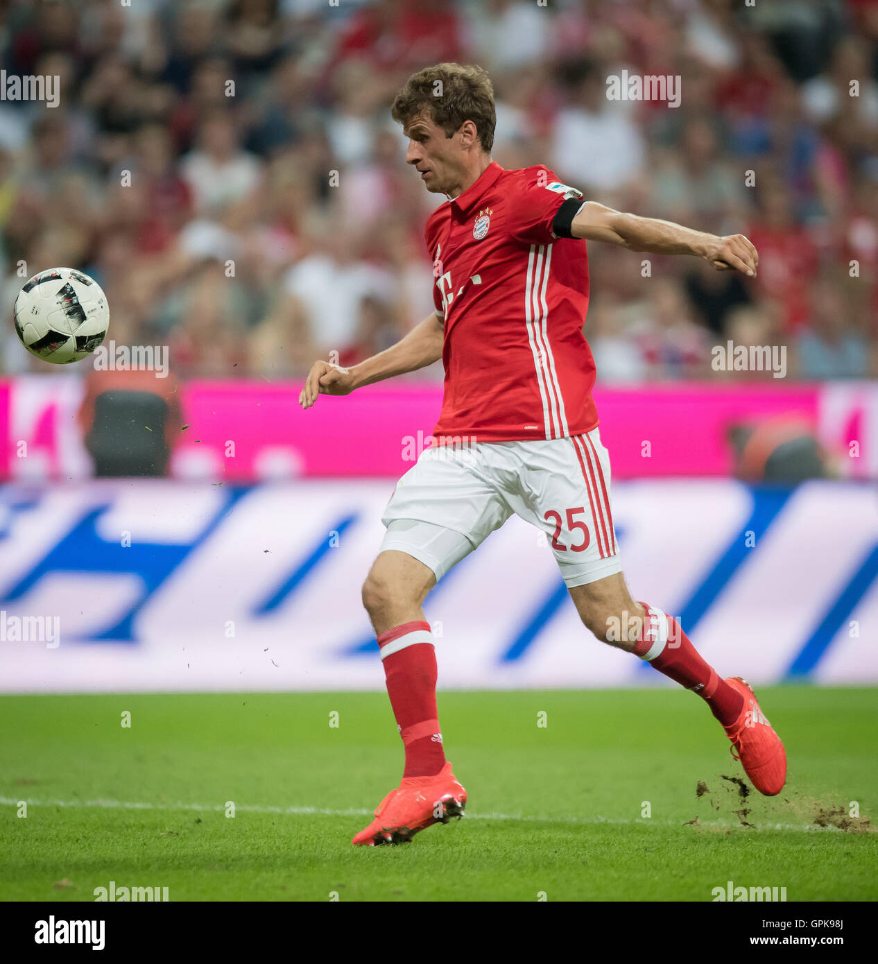 Munich, Germany. 26th Aug, 2016. Bayern's Thomas Mueller in action ...