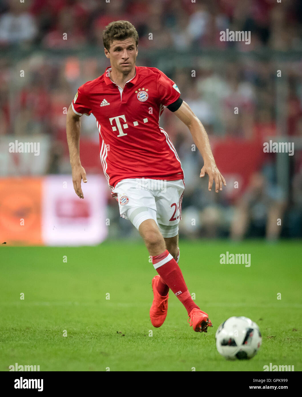 Munich, Germany. 26th Aug, 2016. Bayern's Thomas Mueller in action ...