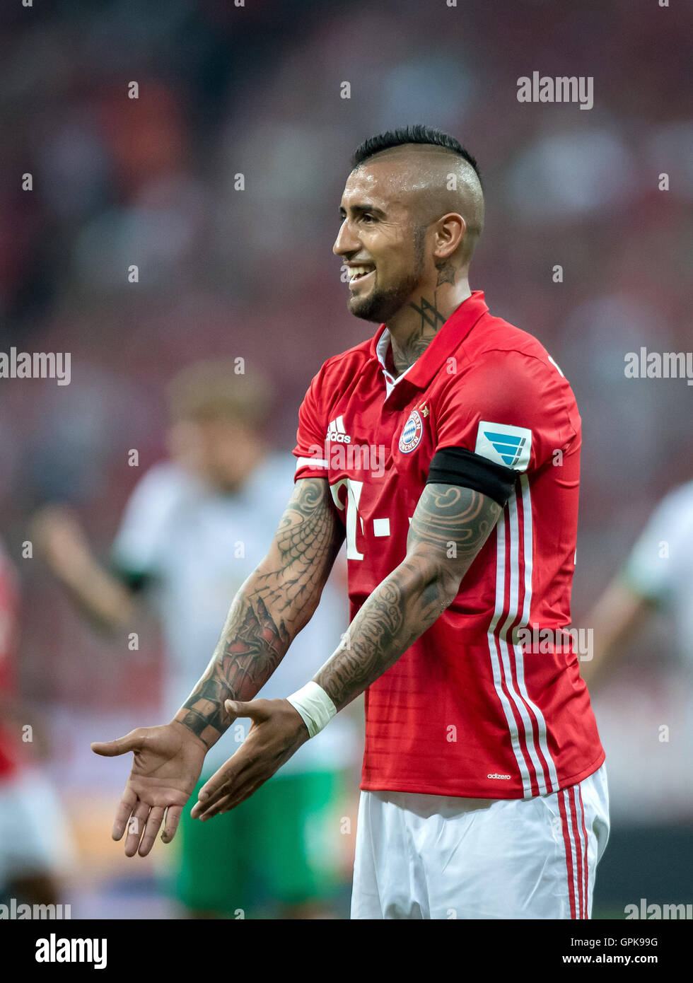 Munich, Germany. 26th Aug, 2016. Bayern's Arturo Vidal in action during ...