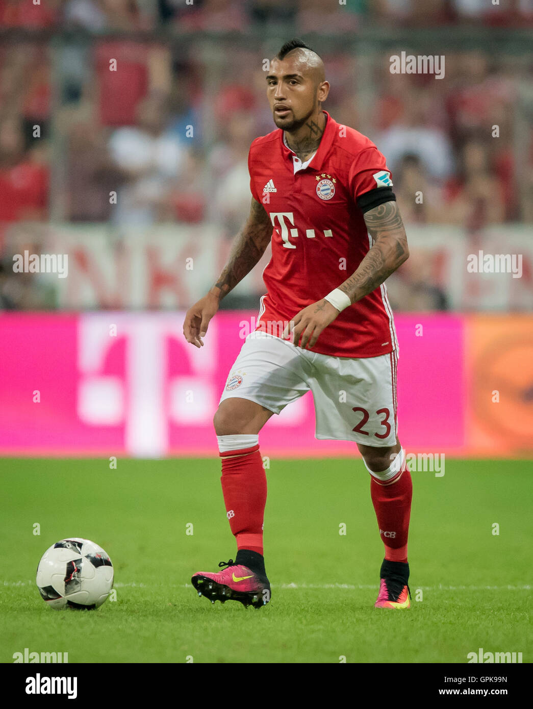 Munich, Germany. 26th Aug, 2016. Bayern's Arturo Vidal in action during ...