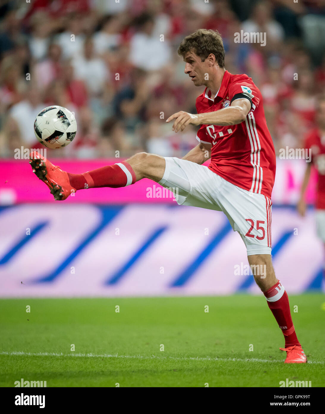 Munich, Germany. 26th Aug, 2016. Bayern's Thomas Mueller in action ...