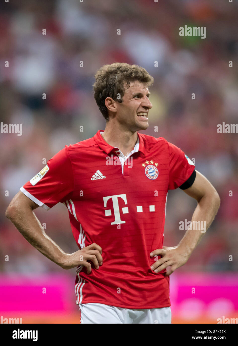 Munich, Germany. 26th Aug, 2016. Bayern's Thomas Mueller in action ...