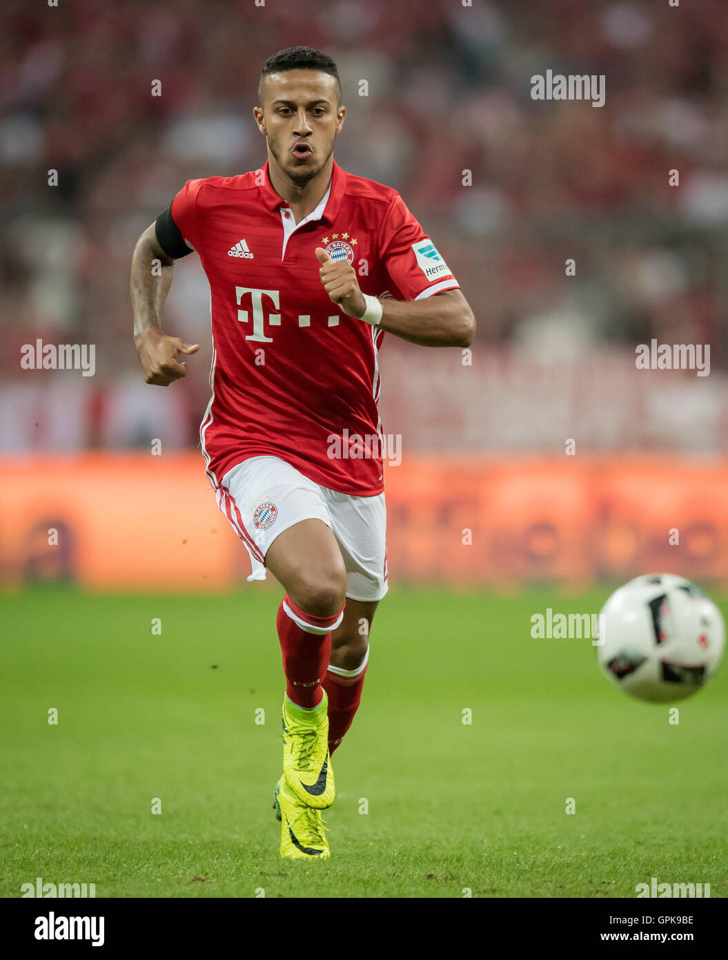 Munich, Germany. 26th Aug, 2016. Bayern's Thiago Alcantara in action ...