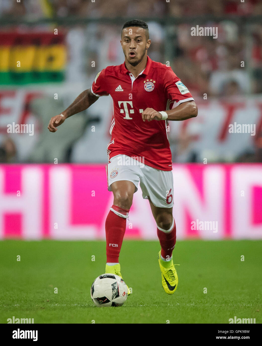 Munich, Germany. 26th Aug, 2016. Bayern's Thiago Alcantara in action ...