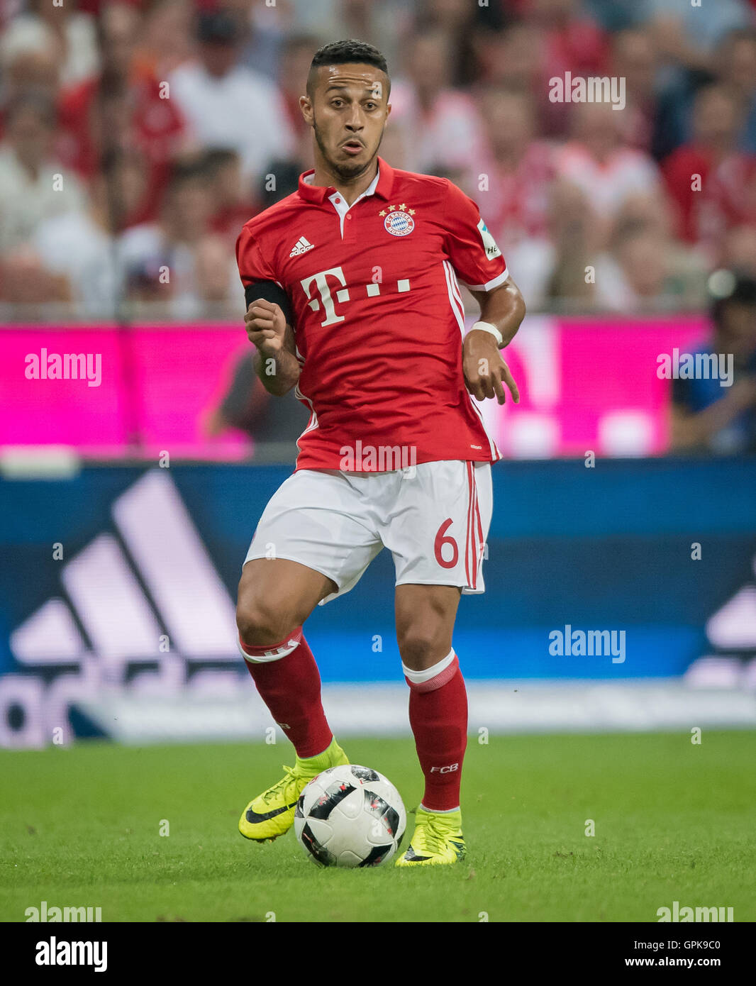 Munich, Germany. 26th Aug, 2016. Bayern's Thiago Alcantara in action ...