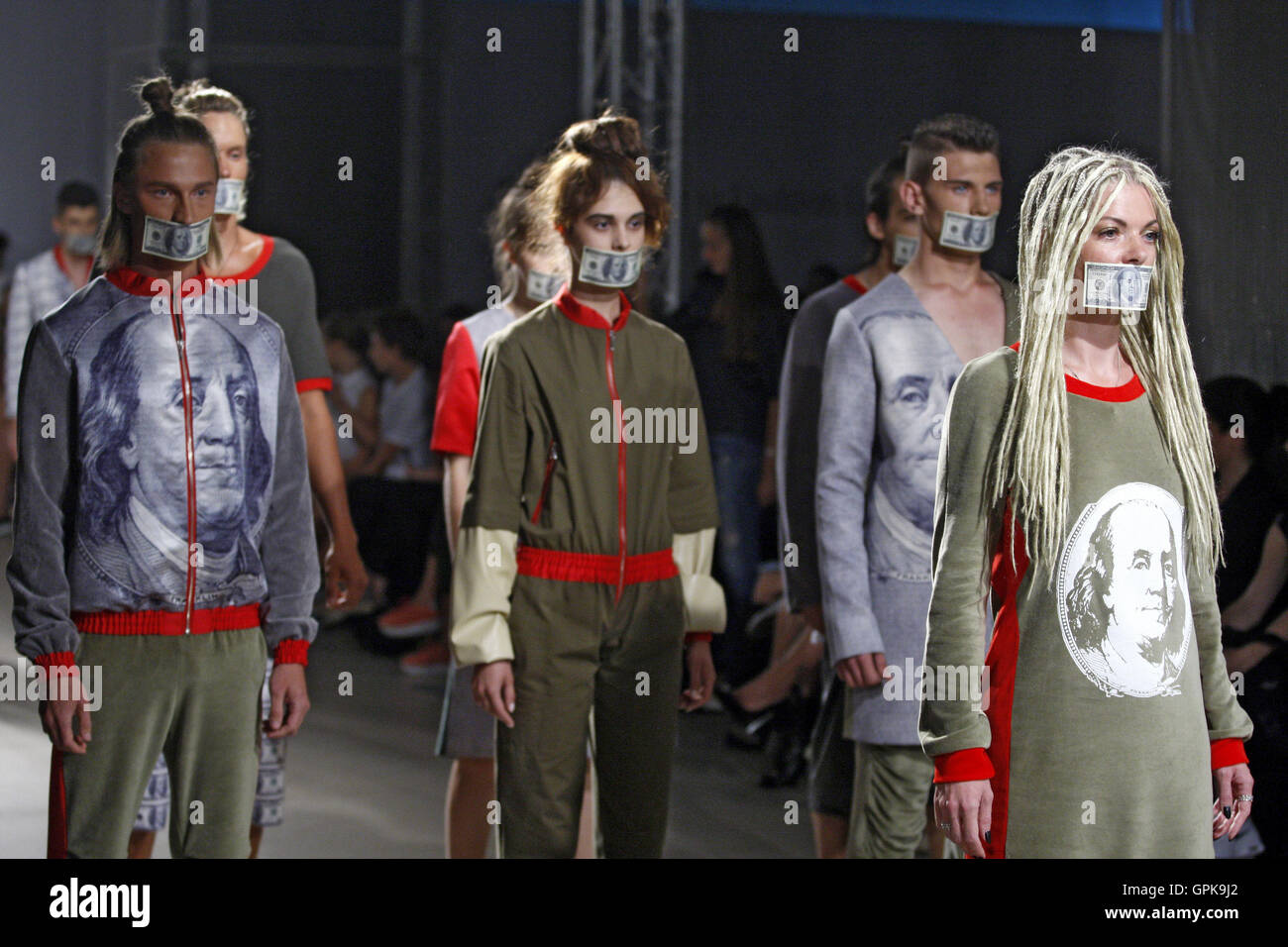 Kiev, Ukraine. 3rd Sep, 2016. Models present a creation by Ukrainian ...