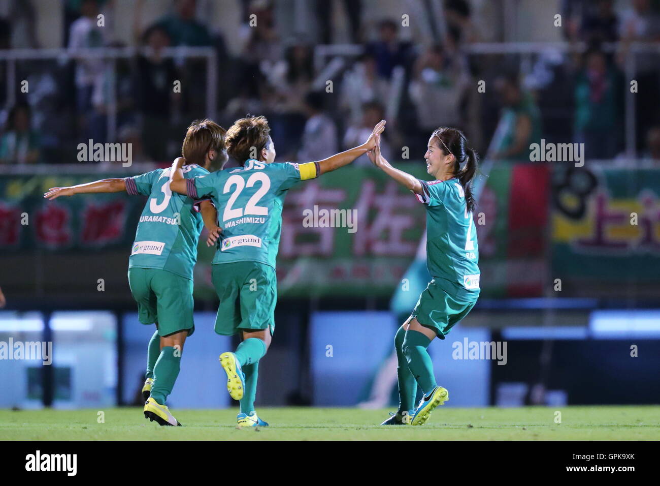 (L-R) Tomoko Muramatsu, Azusa Iwashimizu, Risa Shimizu (Beleza), SEPTEMBER 3, 2016 - Football ...