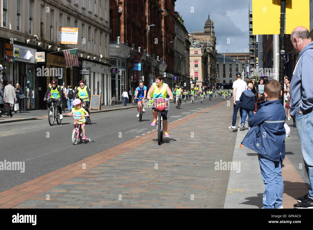 The Sky Ride fun cycle ride round a course in Glasgow's city centre ...