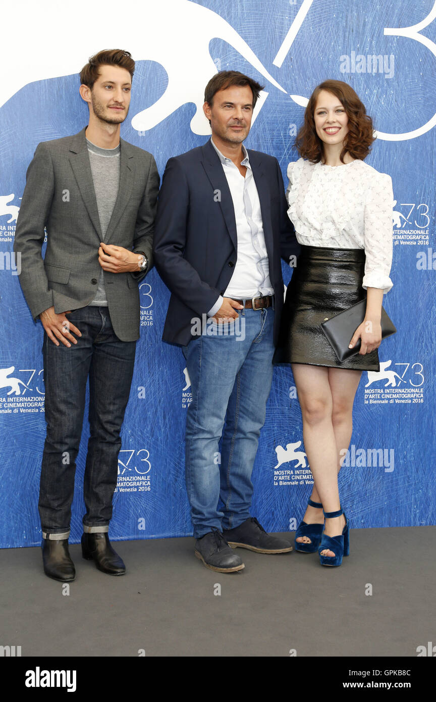 Venice, Italien. 03rd Sep, 2016. Pierre Niney, Francois Ozon and Paula ...