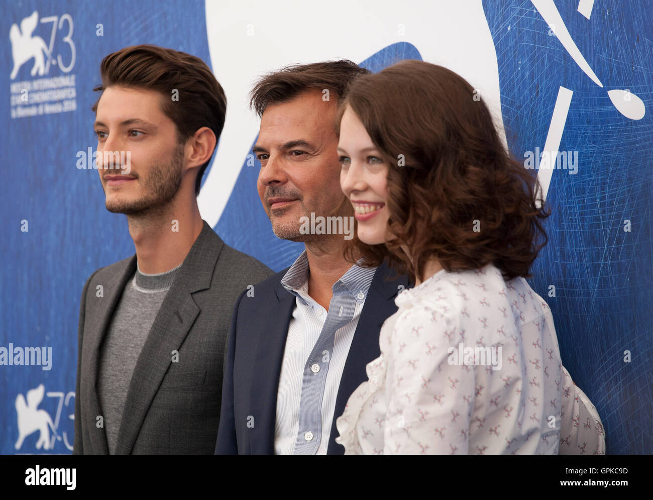 Venice, Italy. 03rd Sep, 2016. Pierre Niney, Francois Ozon and Paula ...