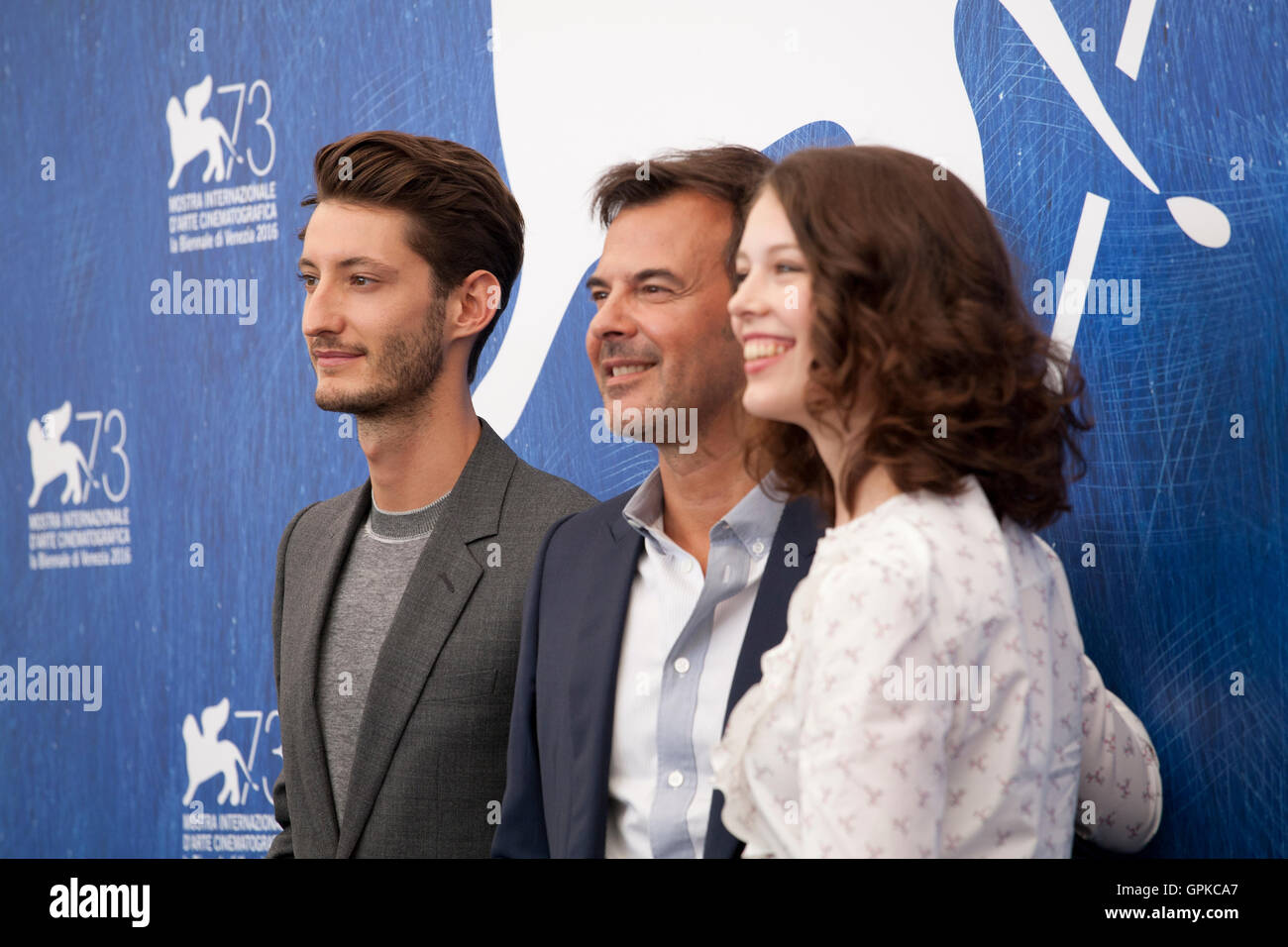 Venice, Italy. 03rd Sep, 2016. Pierre Niney, Francois Ozon and Paula ...