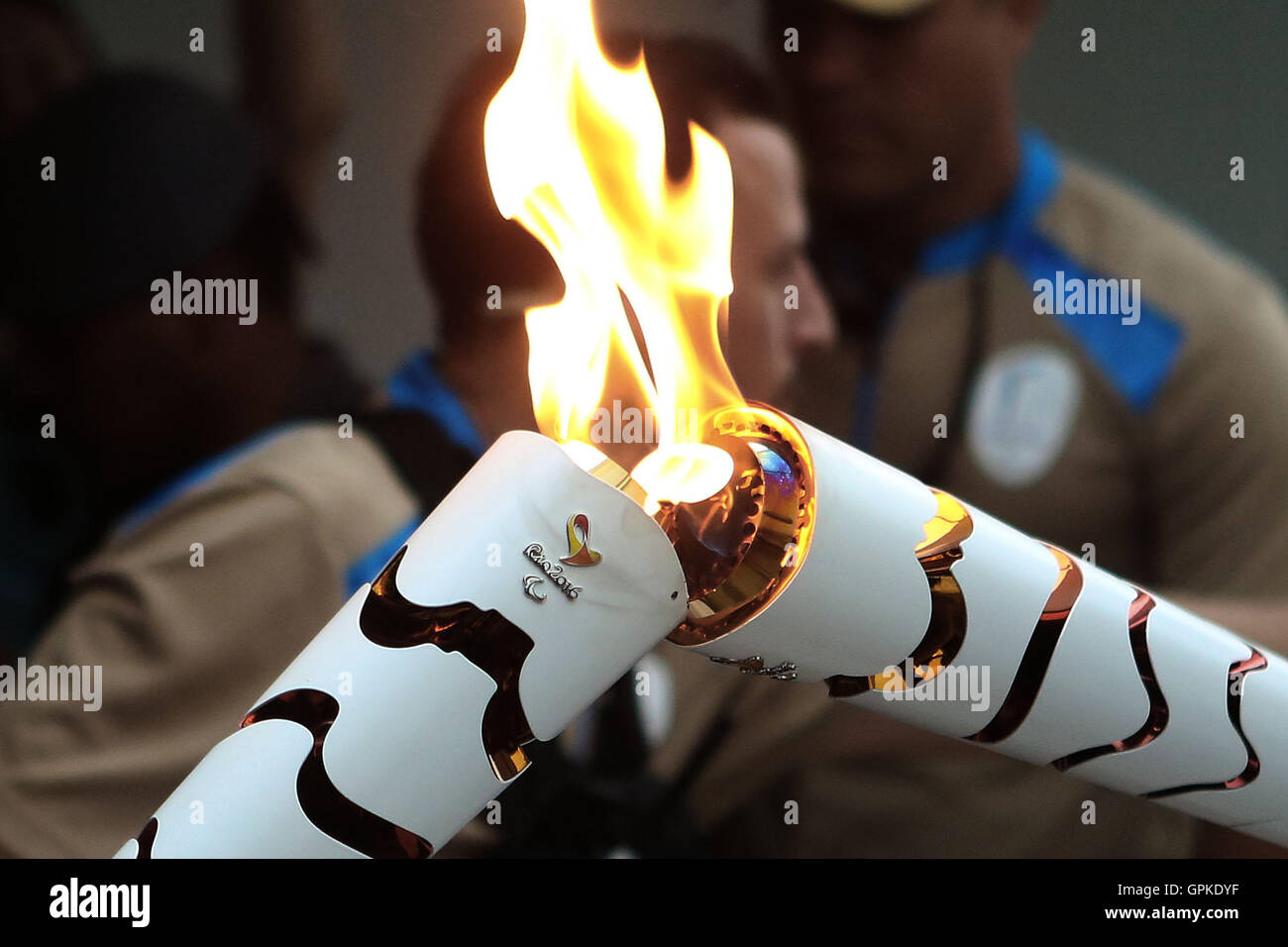 Sao Paulo, Brazil. 4th Sep, 2016. The Paralympic torch is taken through ...