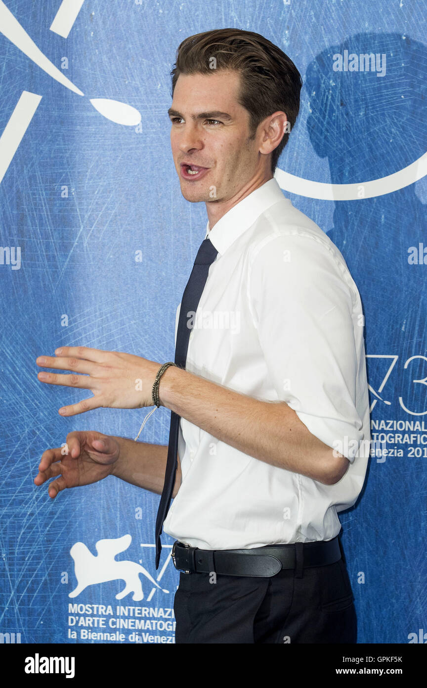 Venice, Italy. 4th September, 2016. Andrew Garfield during the 'Hacksaw ...