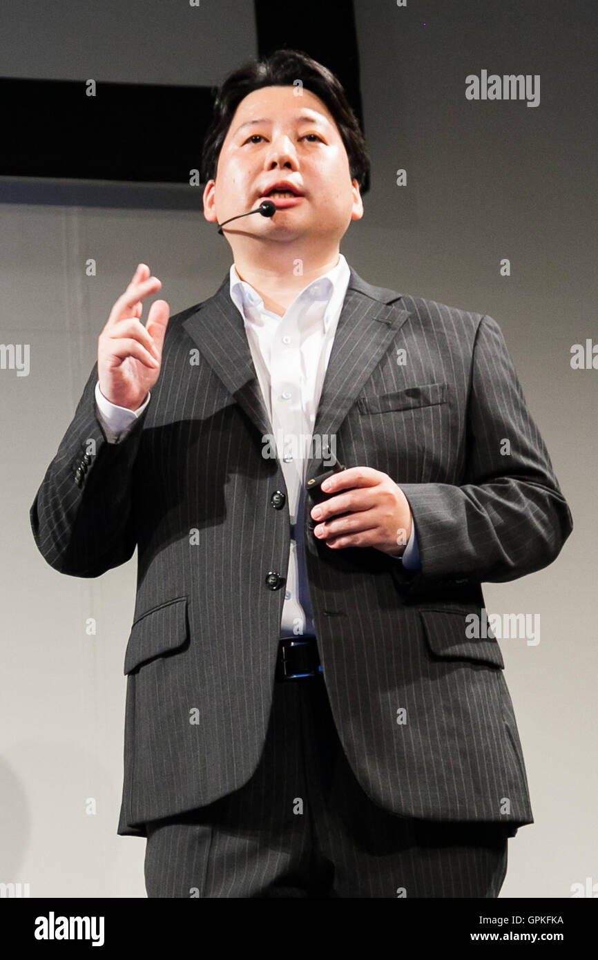 Line's Chief Strategy and Marketing Officer Jun Masuda speaks during a ...