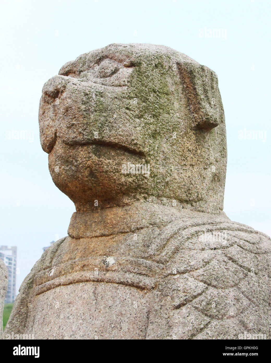 One of the ancient stone statues of Chinese Zodiac animals at a ...