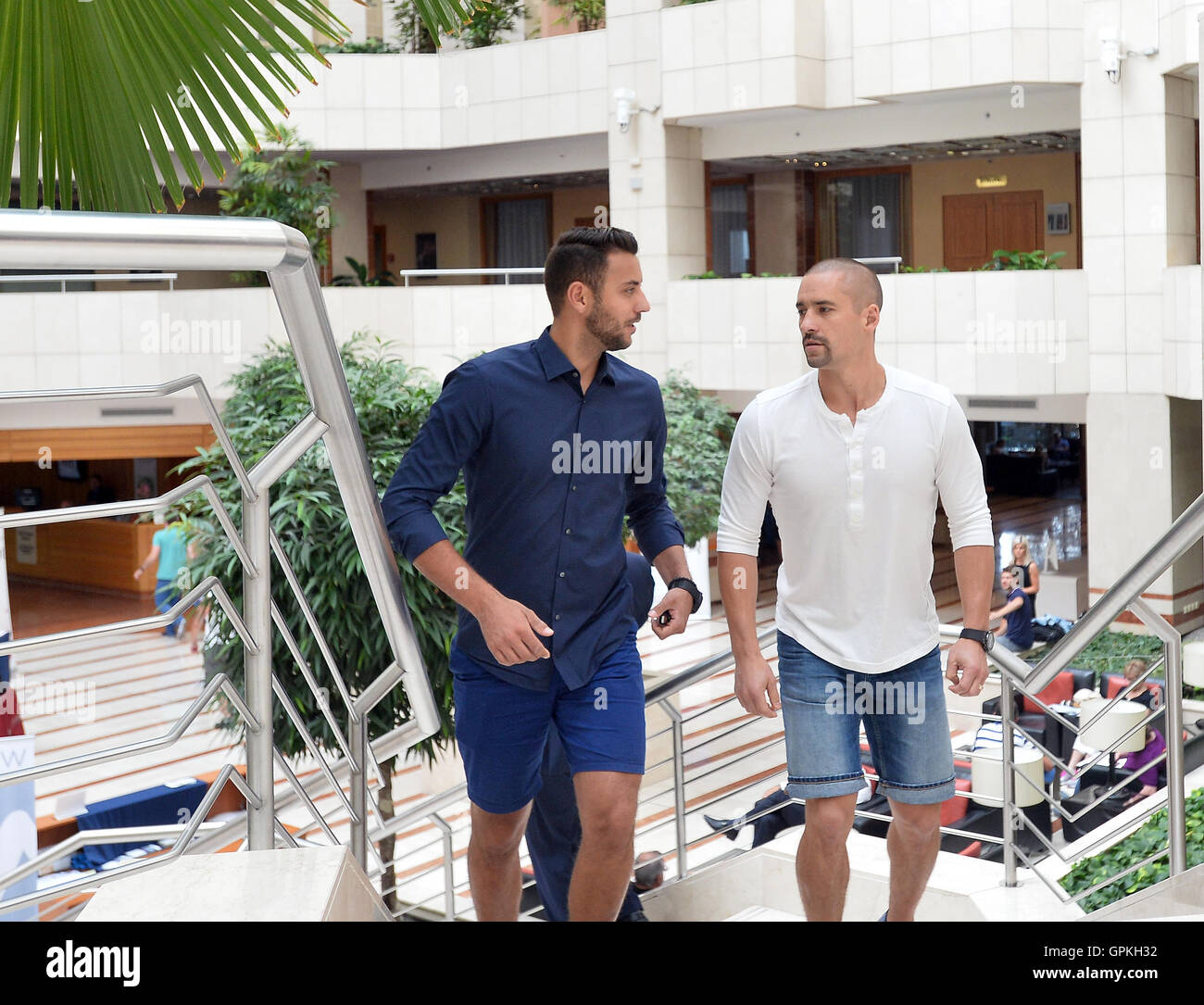 From left: Ondrej Pavelec and Tomas Plekanec attend the meeting of the ...