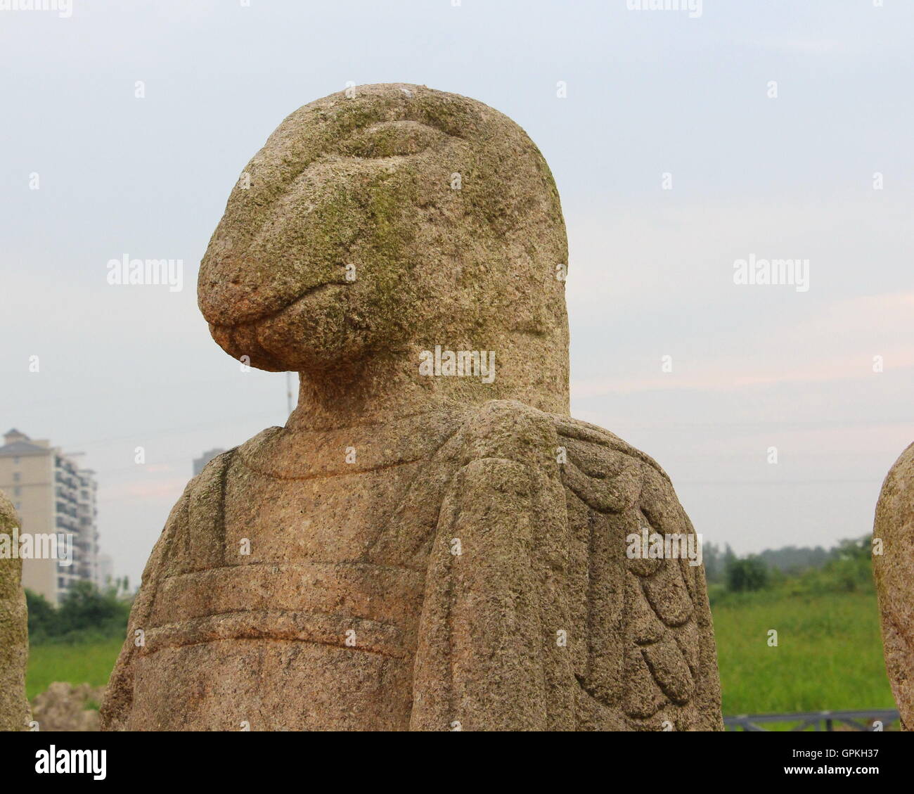 One of the ancient stone statues of Chinese Zodiac animals at a ...