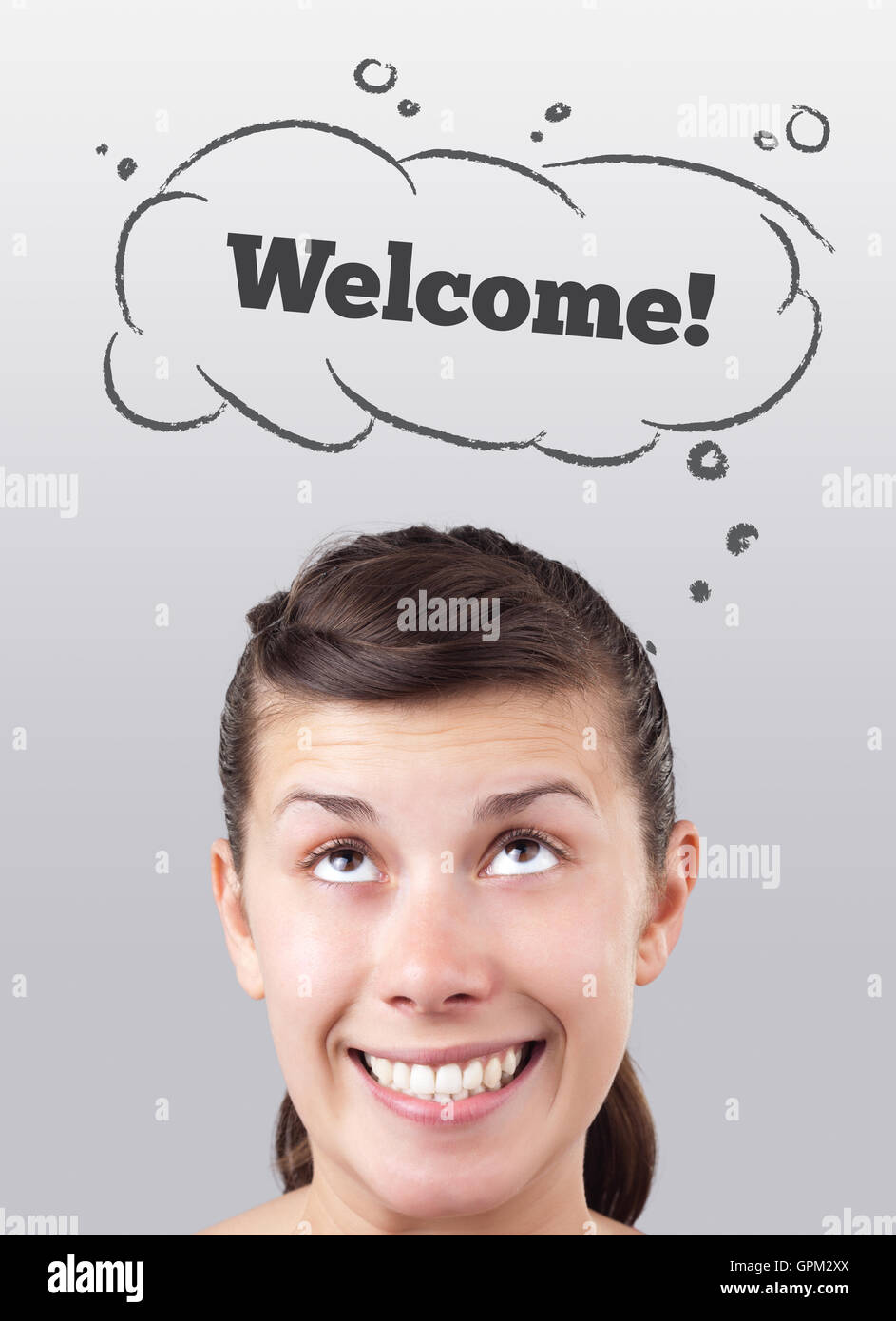 Young girl looking at recreational signs Stock Photo - Alamy