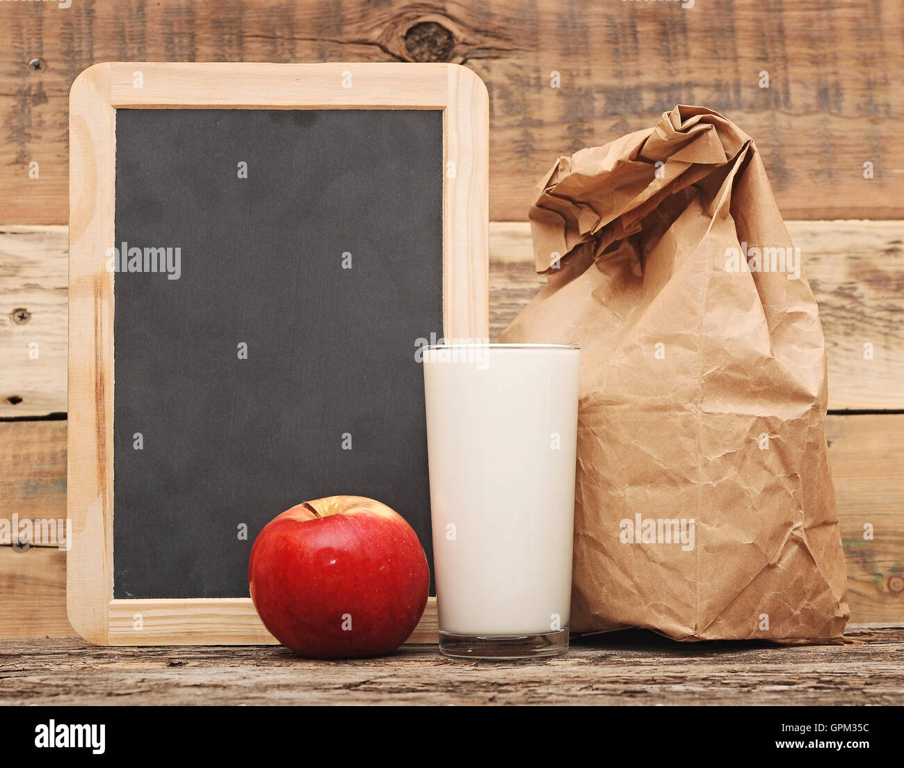 school lunch over blank blackboard Stock Photo - Alamy