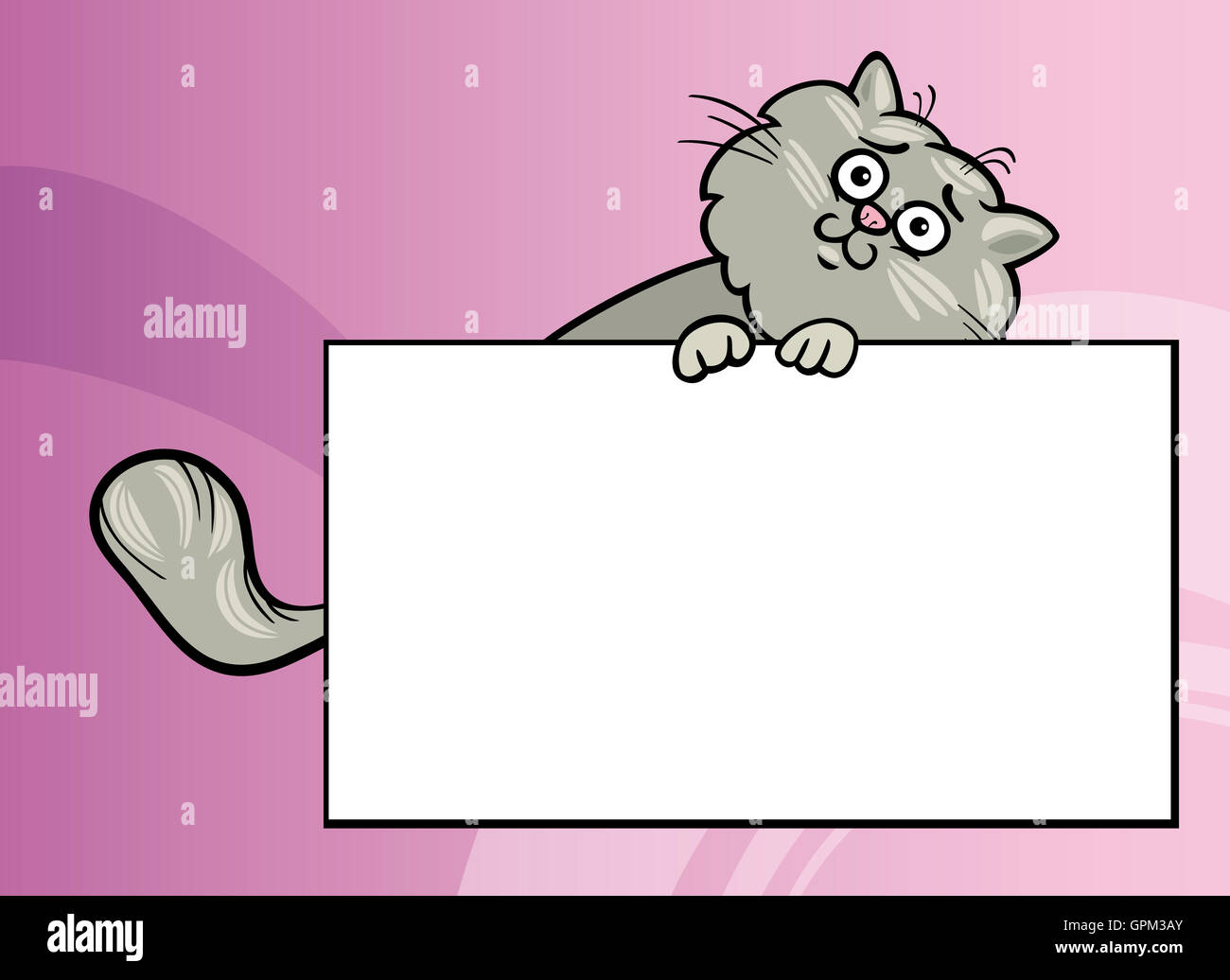 cartoon cat with board or card Stock Photo - Alamy