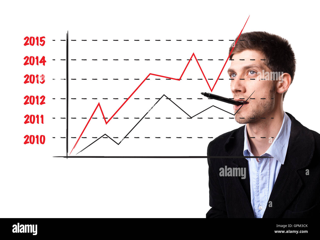man analysing graph on the whiteboard Stock Photo - Alamy