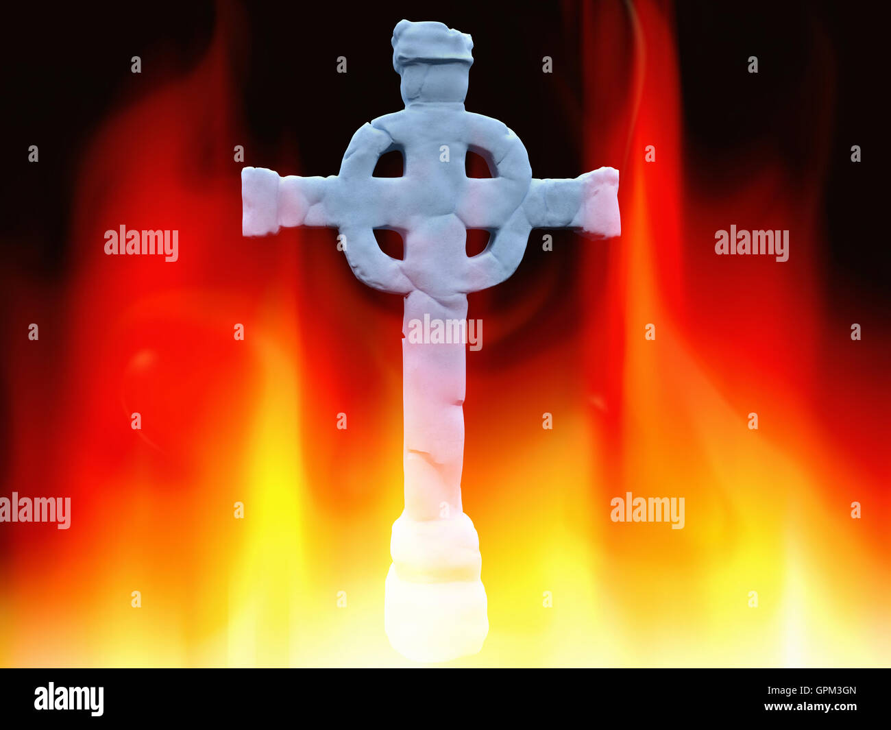 Celtic cross on fire Stock Photo - Alamy