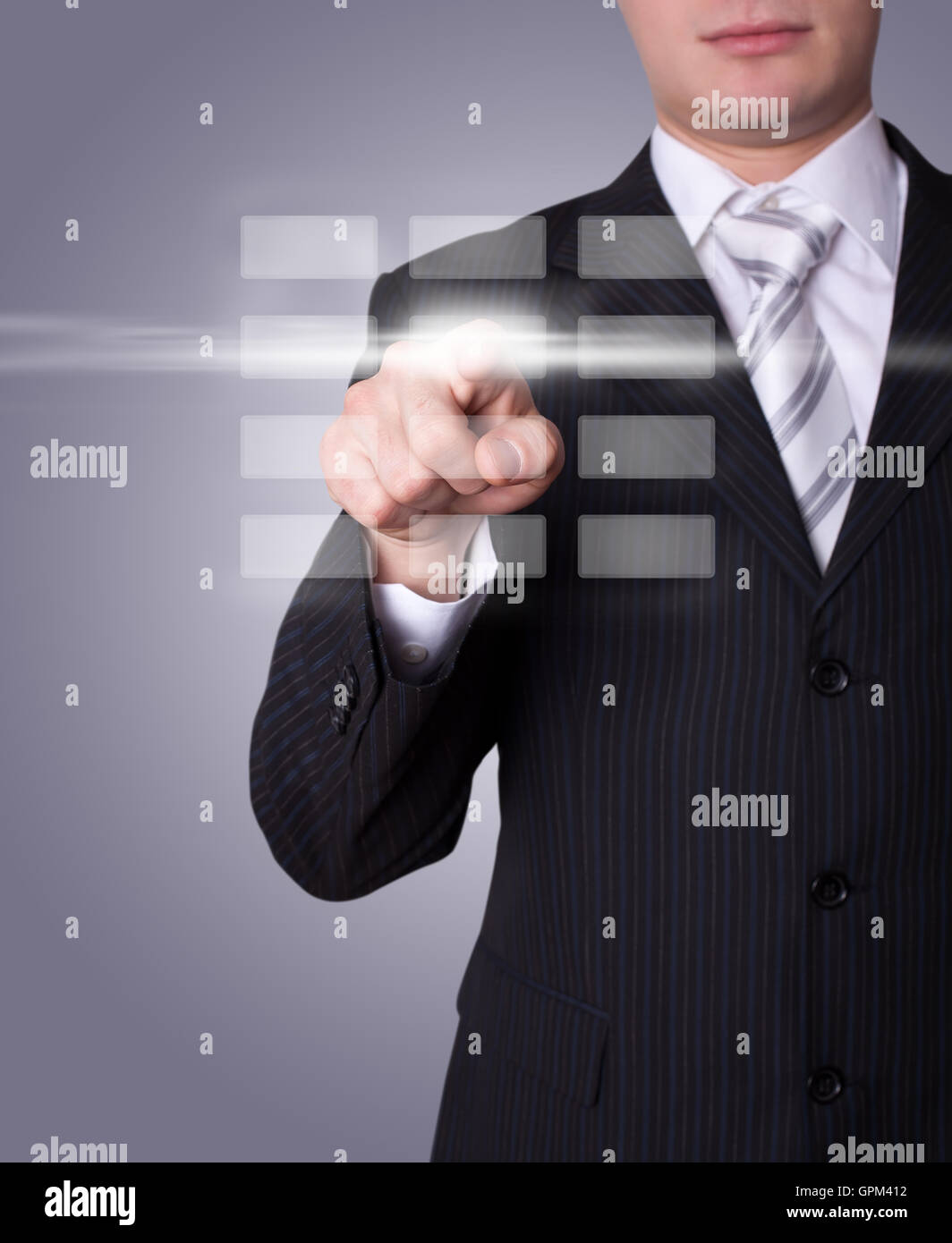 Man pressing digital buttons Stock Photo - Alamy