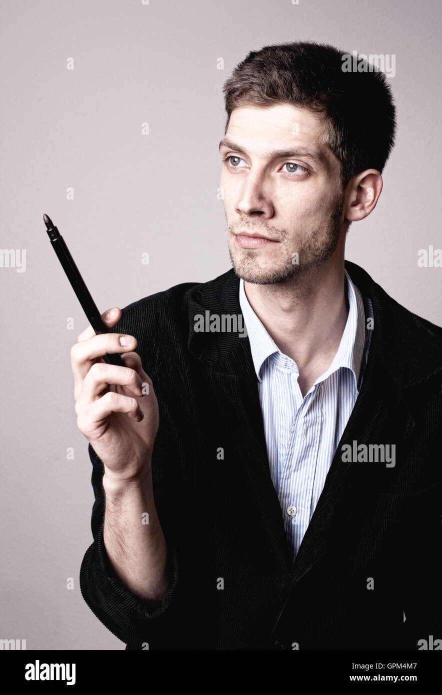 Man thinking about a solution Stock Photo - Alamy