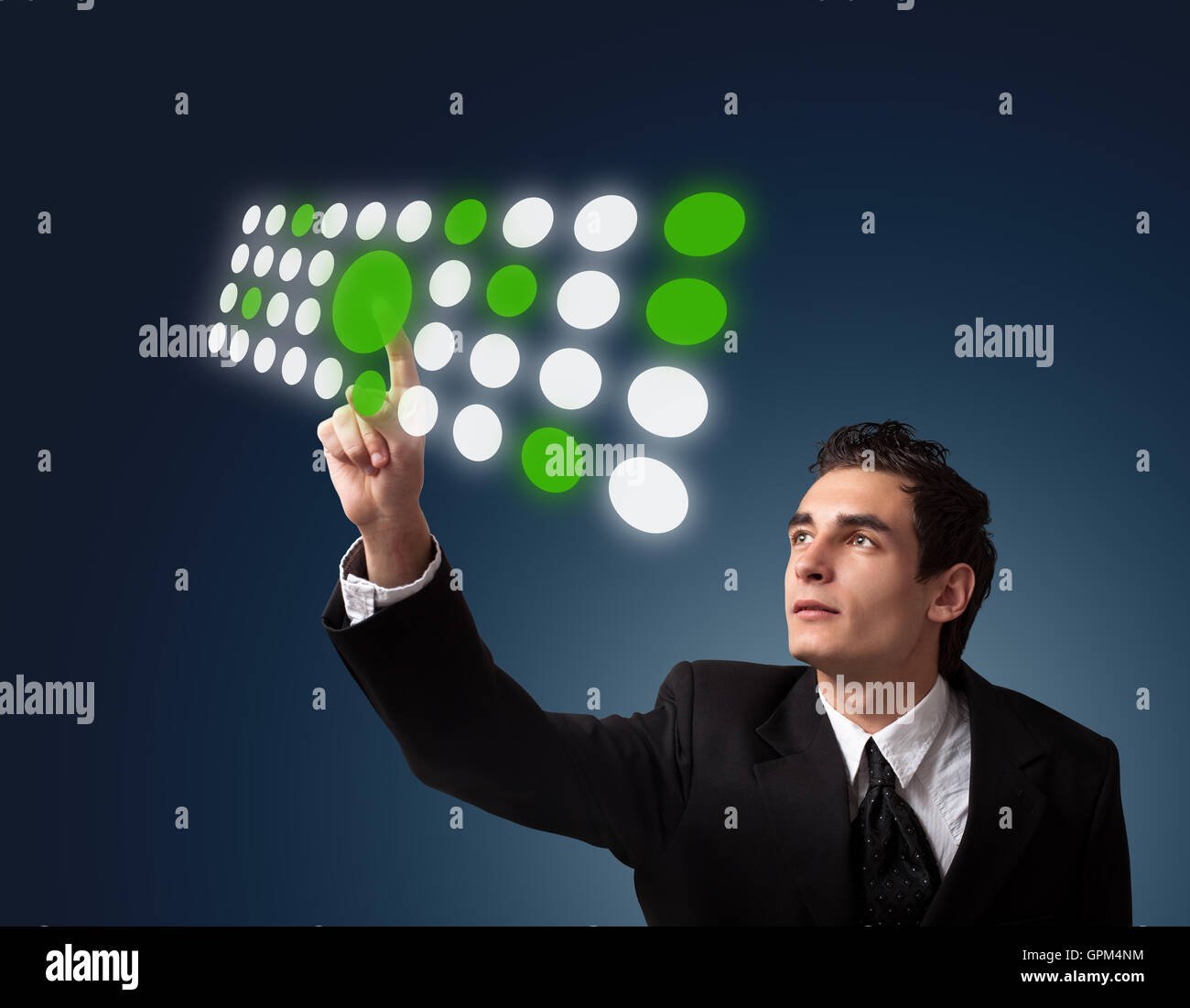 man pressing a touchscreen button Stock Photo - Alamy