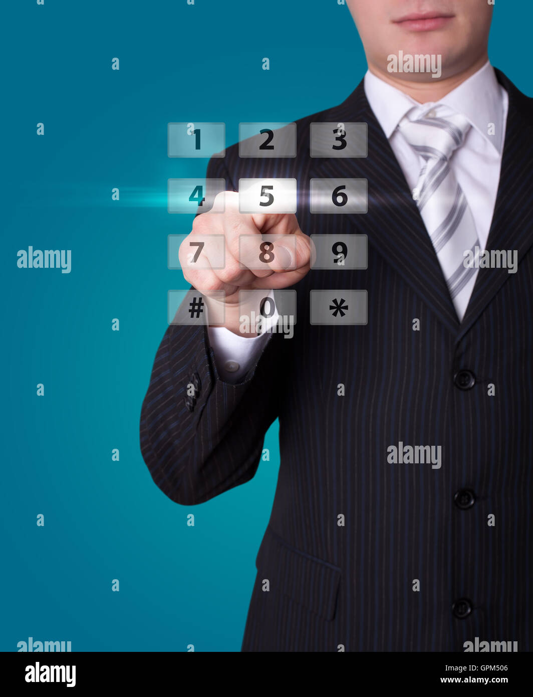 Man pressing digital buttons Stock Photo - Alamy