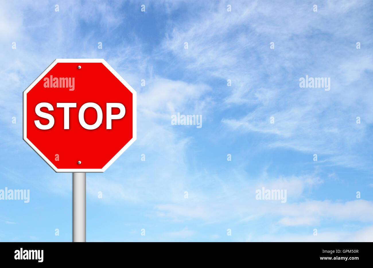 stop sign with blue sky Stock Photo - Alamy