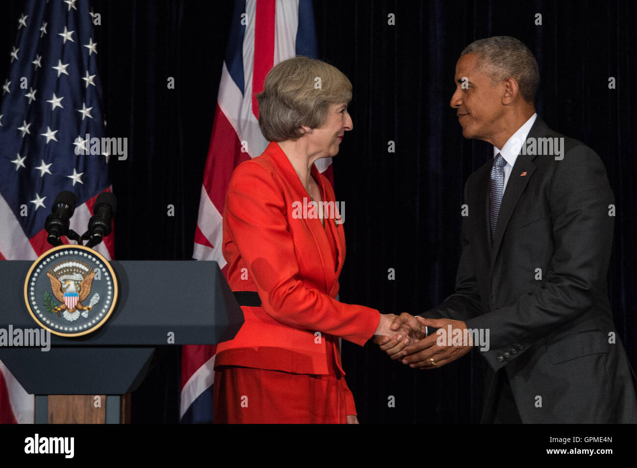 Prime Minister Theresa May holds a news conference with U.S. President ...