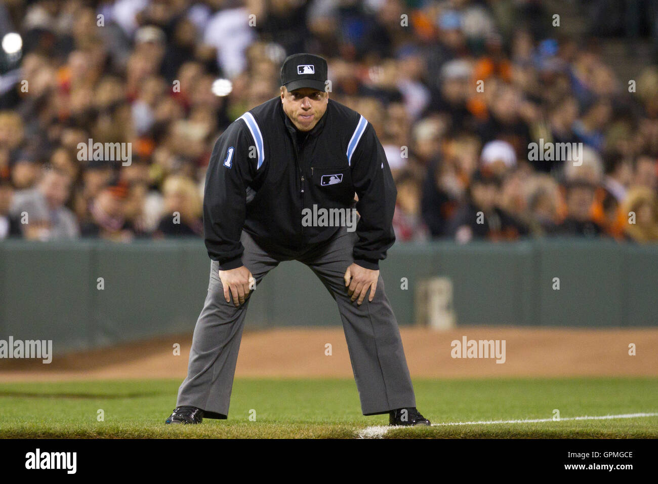 May 11, 2010; San Francisco, CA, USA; Third base umpire Bruce Dreckman ...