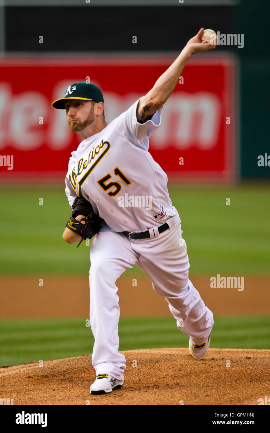 June 22, 2010; Oakland, CA, USA; Oakland Athletics starting pitcher ...