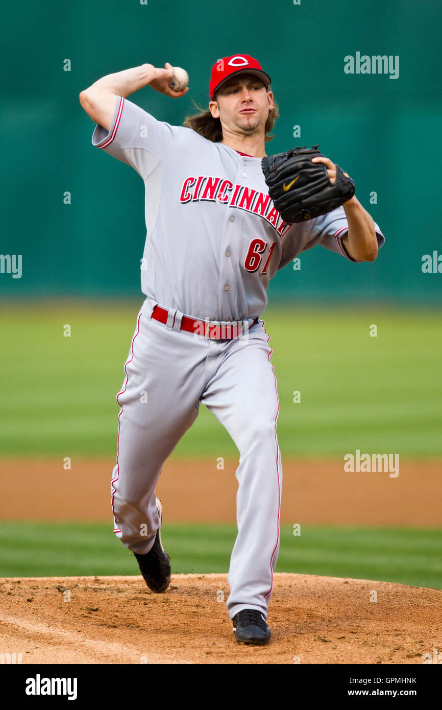June 22, 2010; Oakland, CA, USA; Cincinnati Reds starting pitcher ...