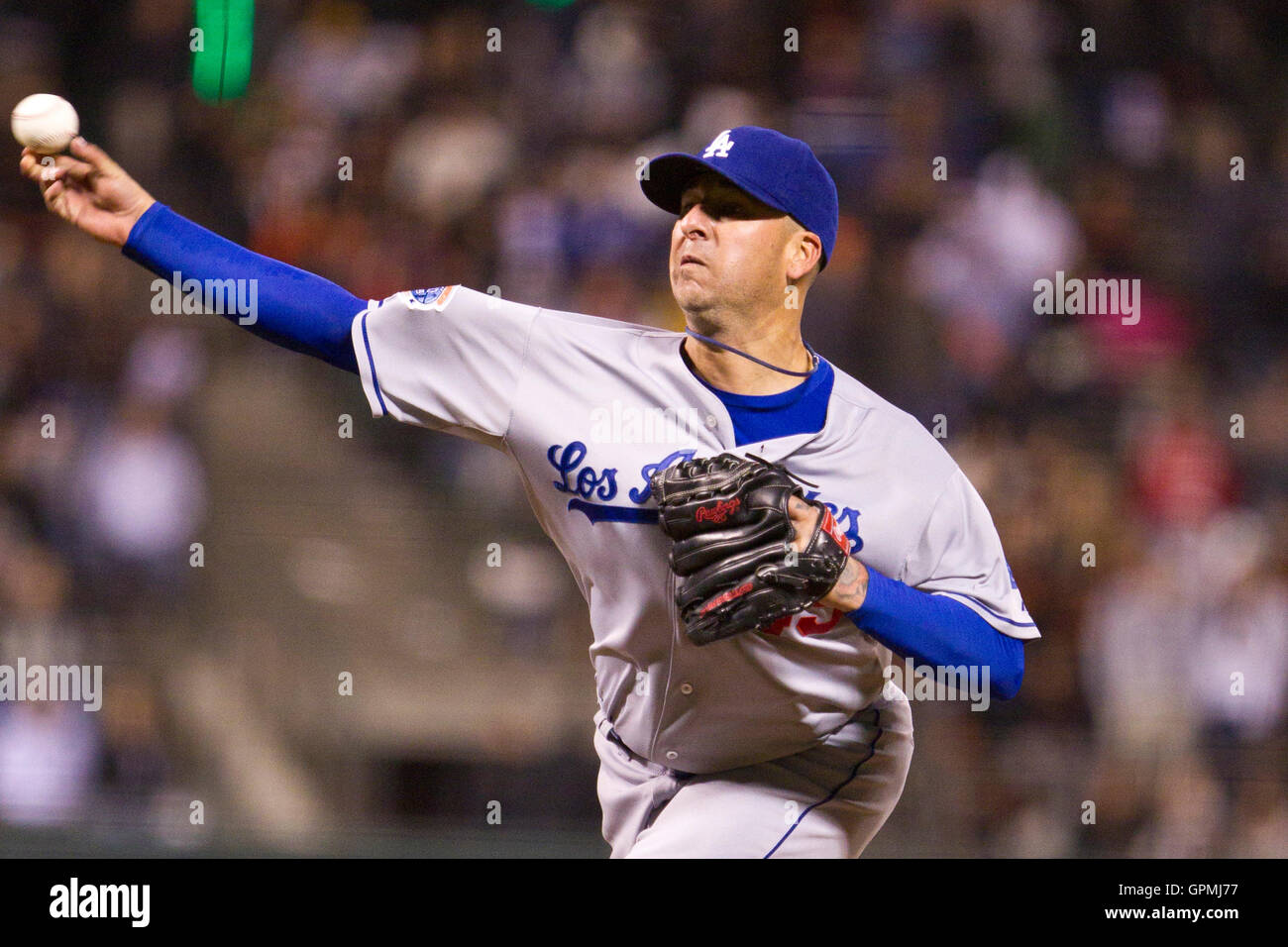 June 29, 2010; San Francisco, CA, USA; Los Angeles Dodgers relief ...