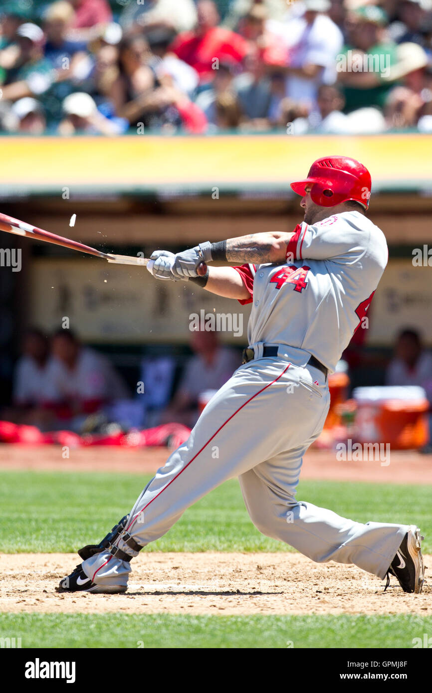 July 11, 2010; Oakland, CA, USA; Los Angeles Angels catcher Mike Napoli ...