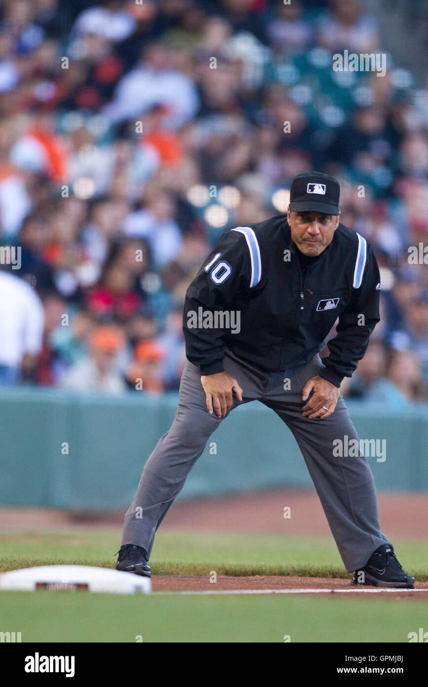 July 15, 2010; San Francisco, CA, USA; Third base umpire Phil Cuzzi (10 ...