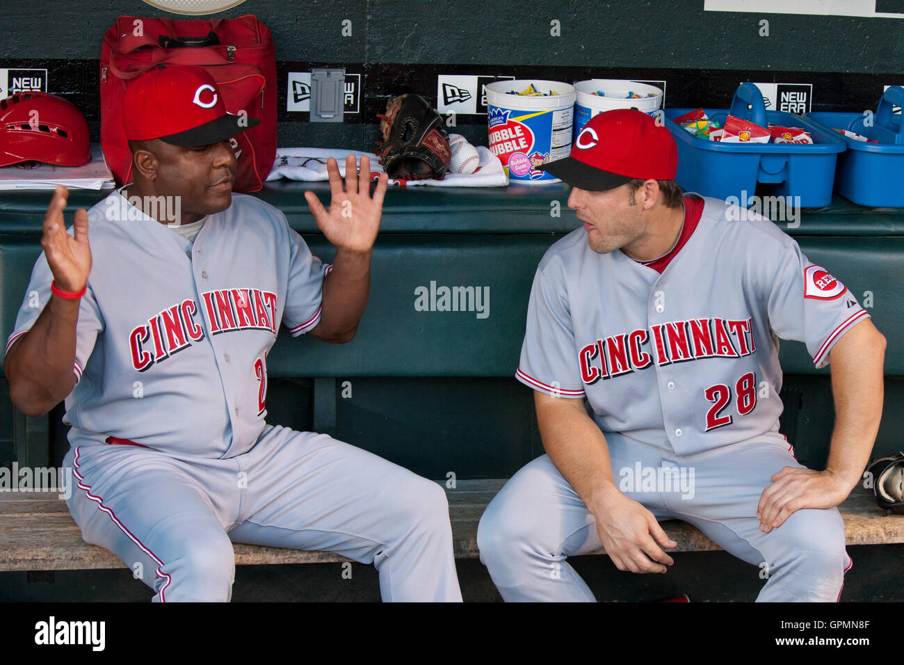 August 24, 2010; San Francisco, CA, USA; Cincinnati Reds first base ...
