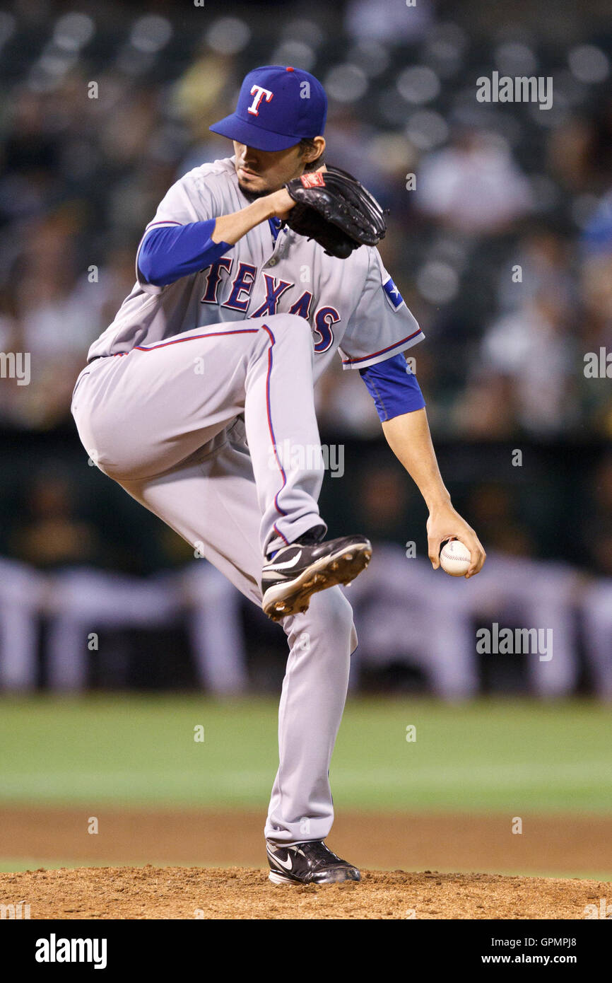 September 24, 2010; Oakland, CA, USA; Texas Rangers relief pitcher Clay ...