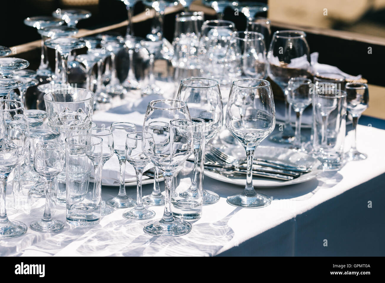 glassware on the table Stock Photo - Alamy