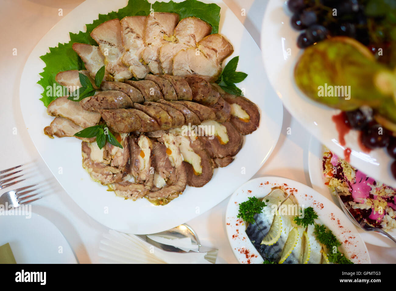 serving dishes in the restaurant Stock Photo - Alamy