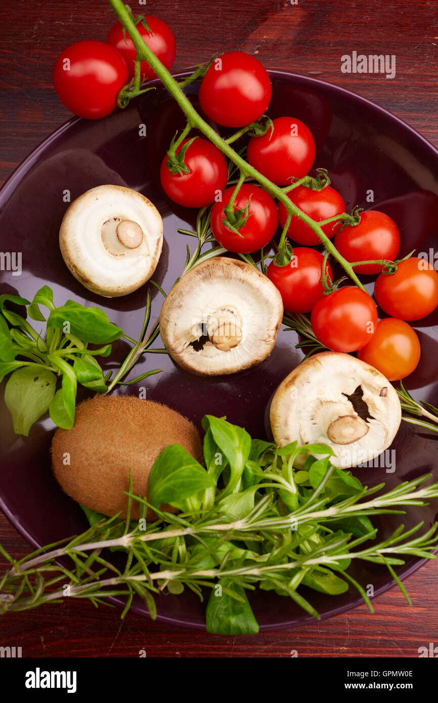 healthy eating fresh vegetables and fruits mushrooms Stock Photo - Alamy