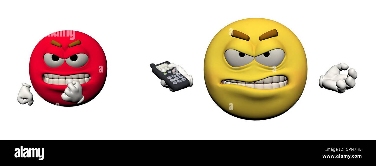 emoticon angry and telephone isolated in white background Stock Photo ...