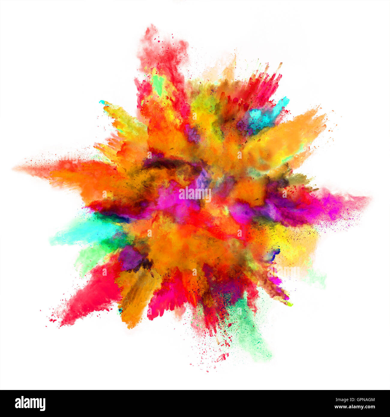 Explosion of colored powder, isolated on white background Stock Photo ...