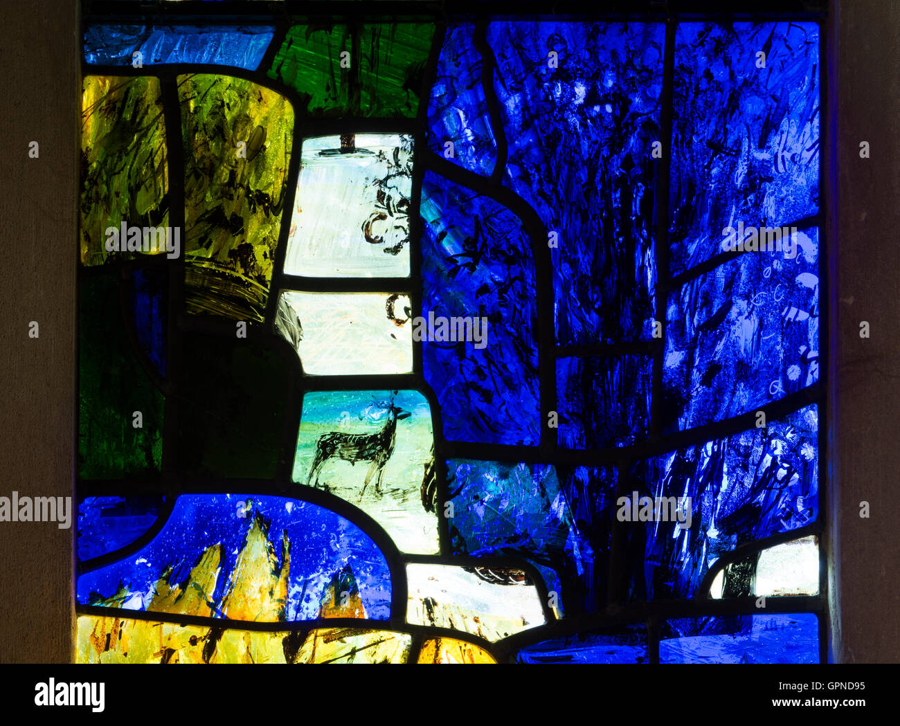 Stained glass designed by Tom Denny, St. Gabriel`s Church, Hanley Swan ...